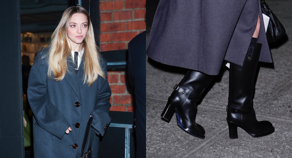 Amanda Seyfried stands tall in heeled Burberry boots during 'The ...