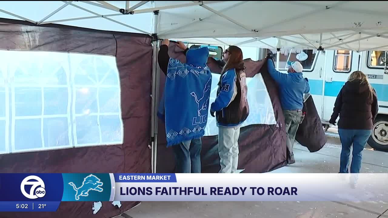 Lions fans not letting cold weather stop the tailgating