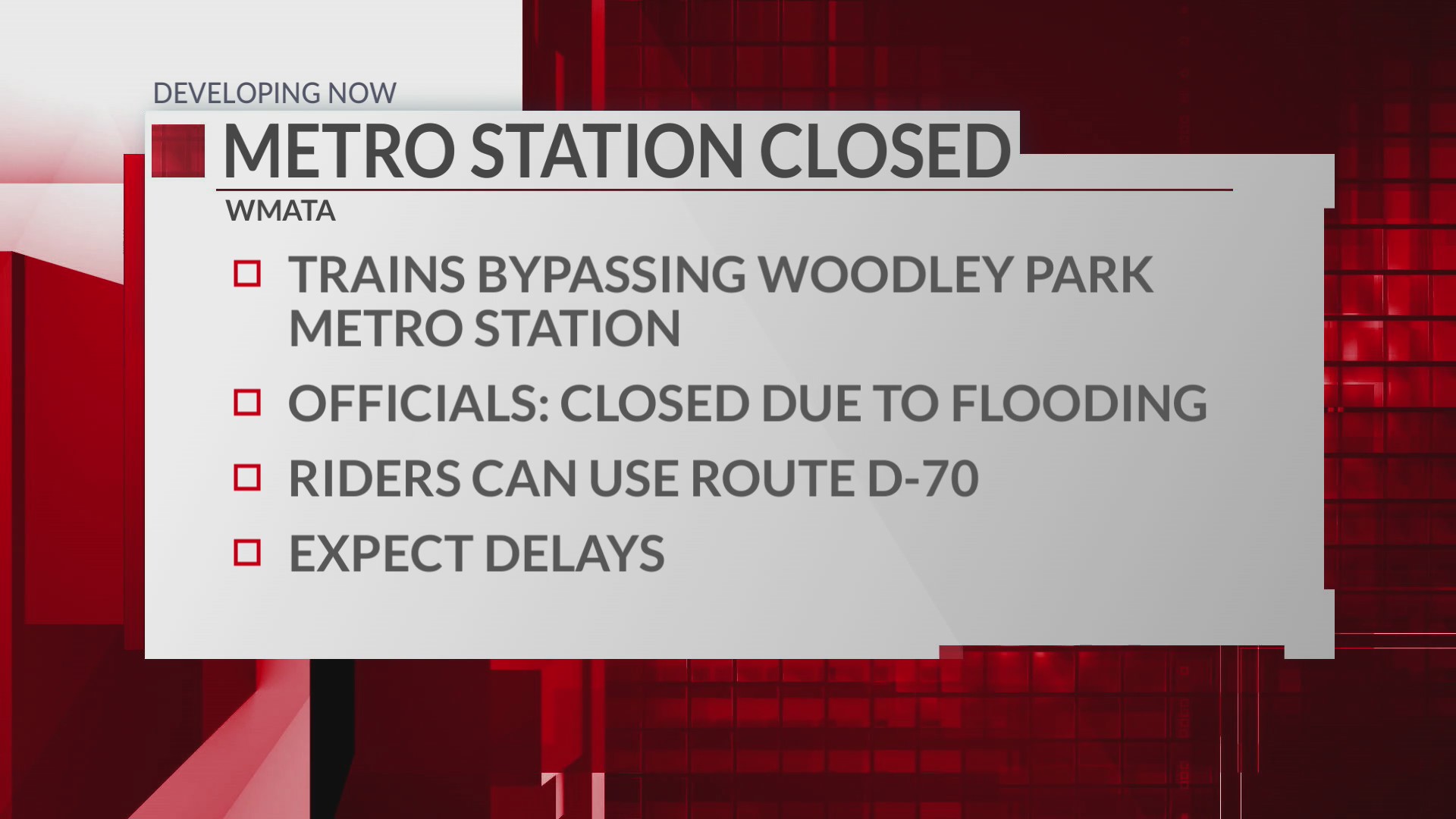 Woodley Park Metro station closes after water main break