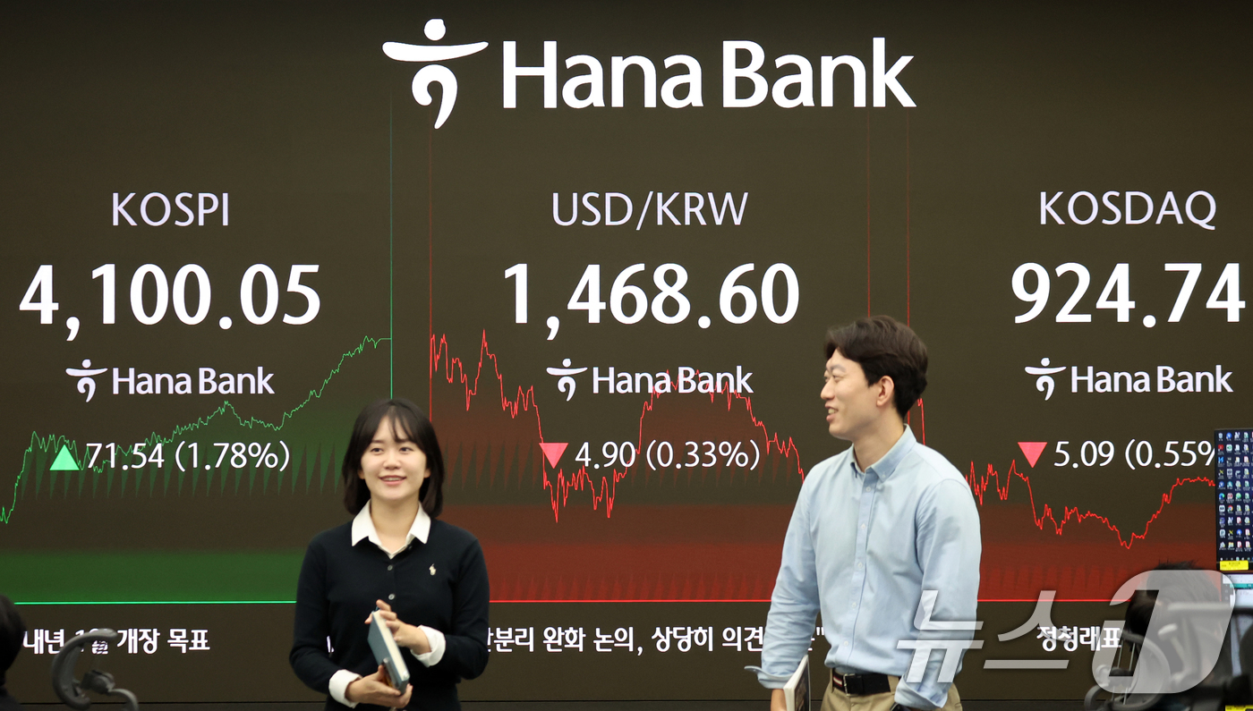 코스피, 3주 만에 4100선 돌파…현대차 11% 불기둥 [시황종합]