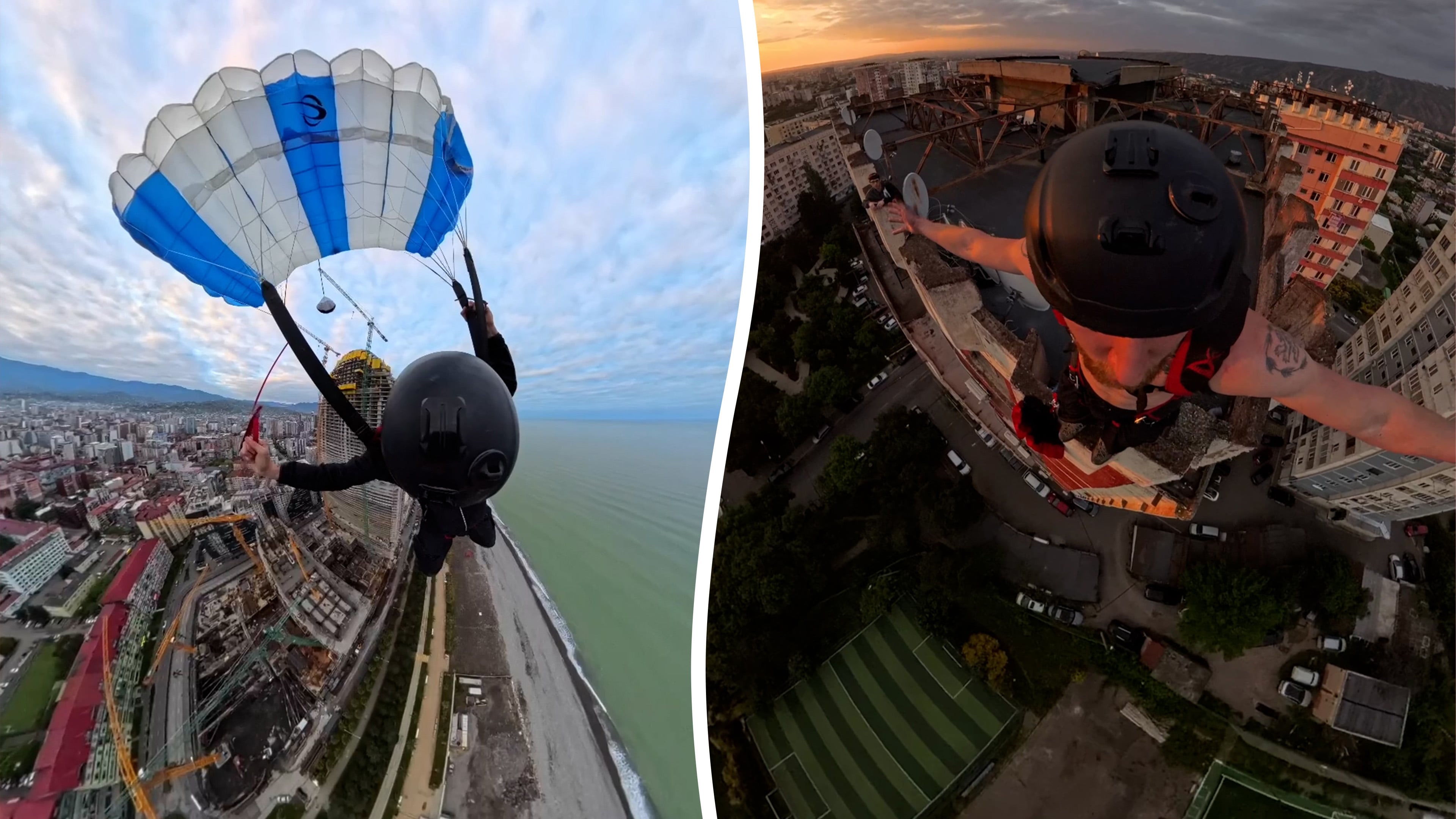 Daredevil scales 130m building without safety gear before leaping from top