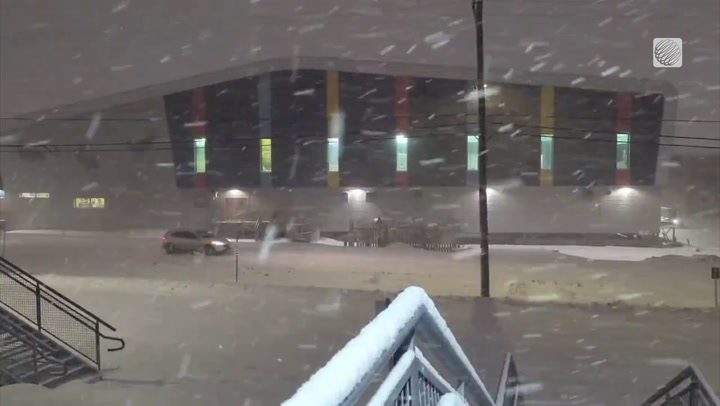 Snow falls in Iqaluit, Nunavut