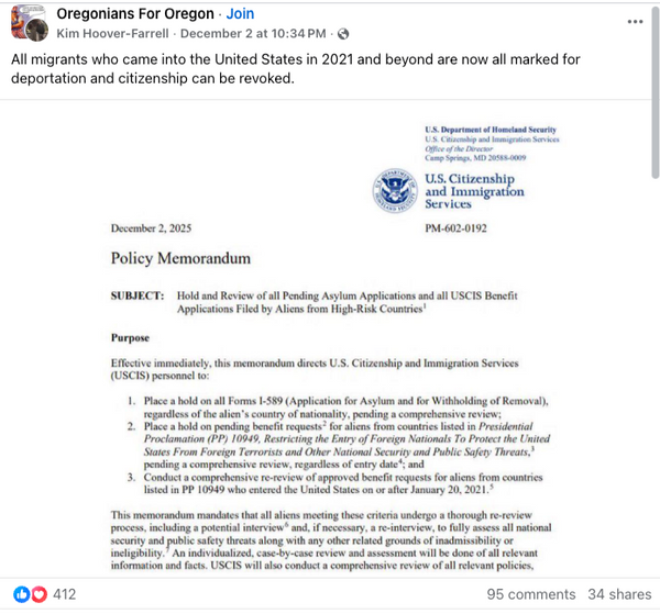 Rumor claims US government memo marks all recent migrants for removal ...
