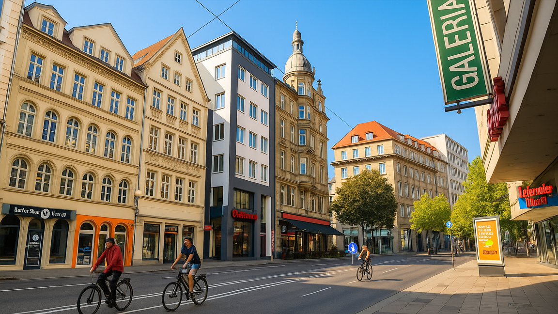 Centro de Stuttgart en una tranquila mañana de domingo