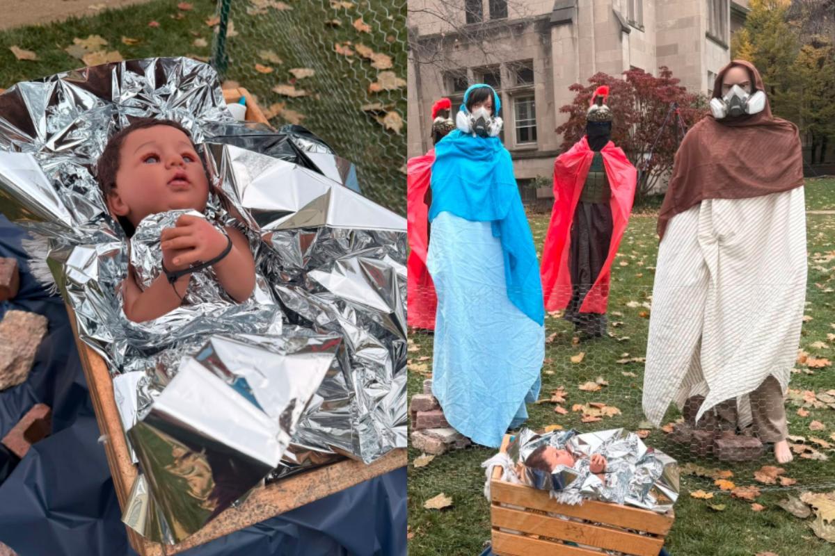 Illinois church nativity scene shows baby Jesus in zip ties surrounded ...