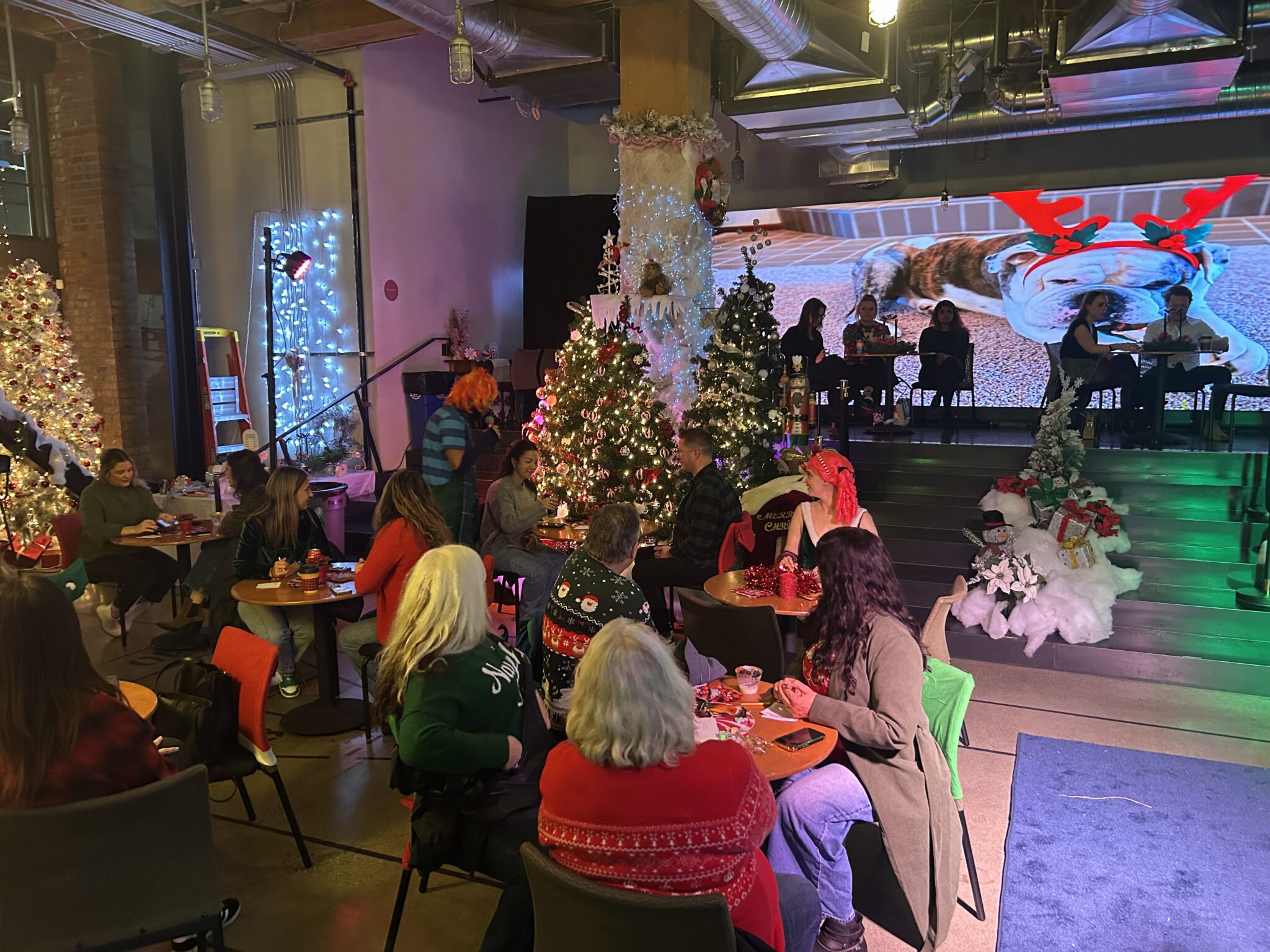 This swanky former tech HQ now houses an elfin pop-up bar for the holidays