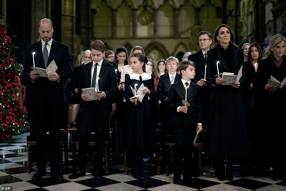 Kate and William lead their children for Christmas carol concert