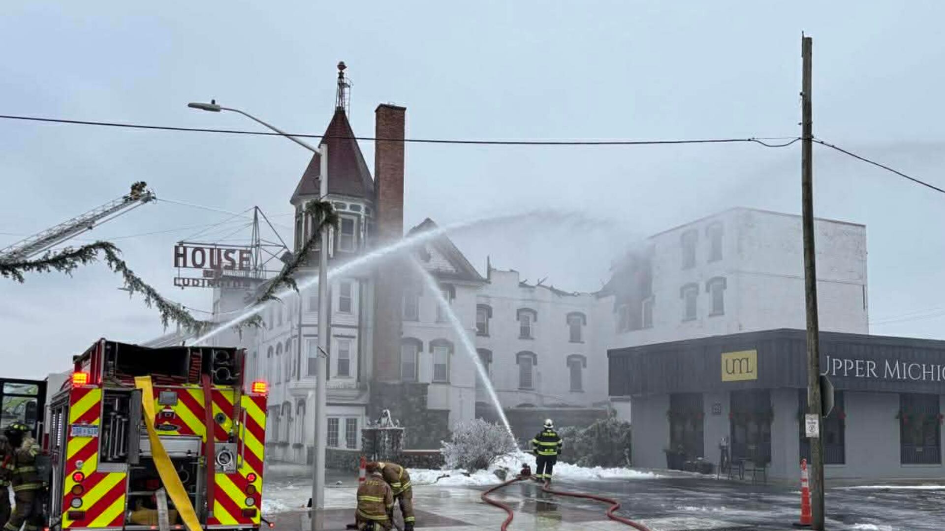 Update: Roof collapses as crews continue to battle fire at House of ...