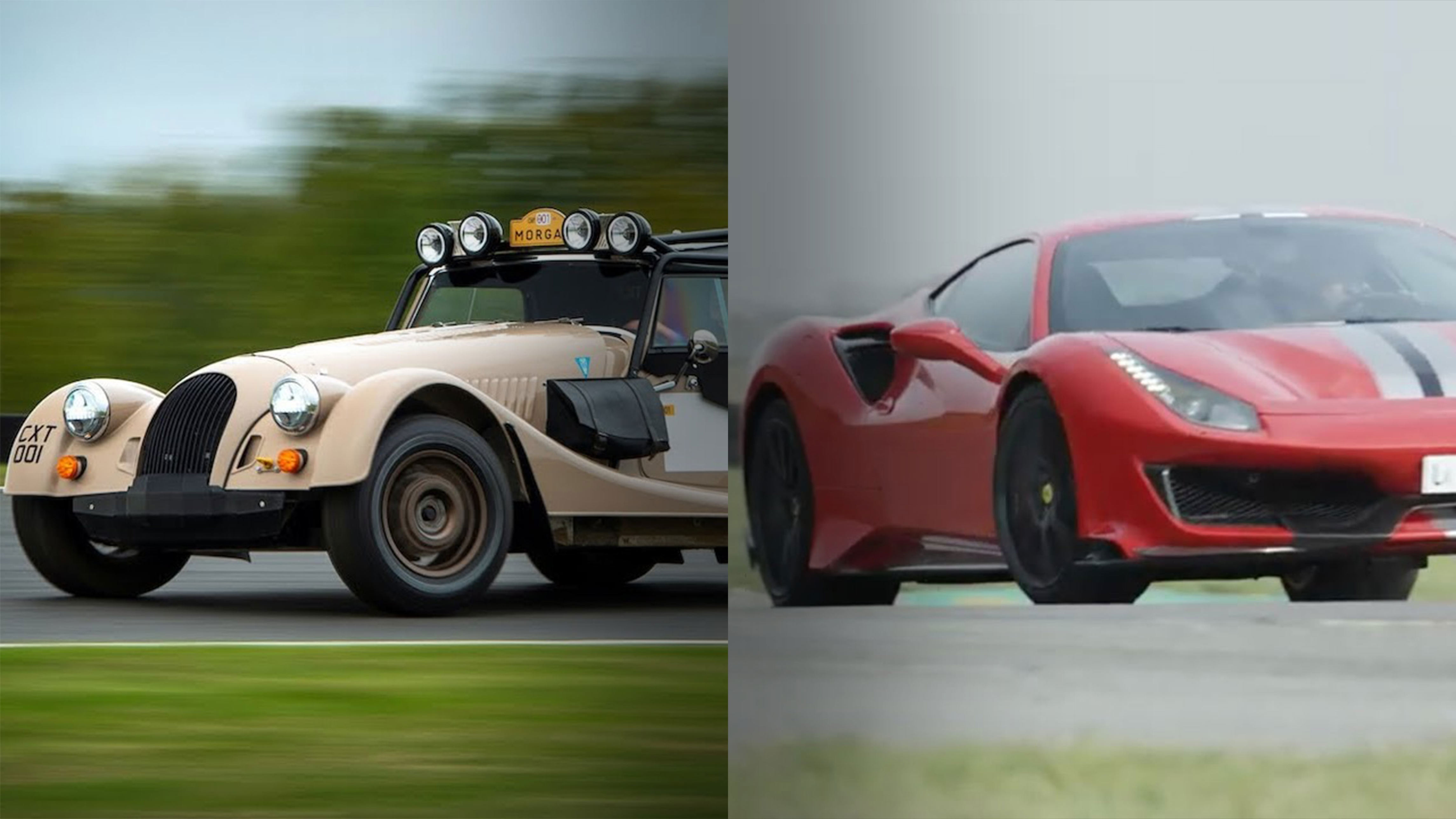 Morgan más cuatro CX T v/s Ferrari 488 pista