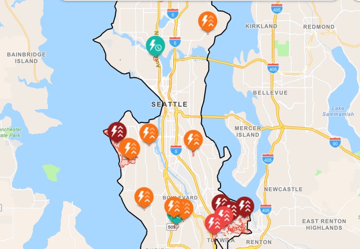 Over 10,200 Seattle City Light customers without power due to high winds