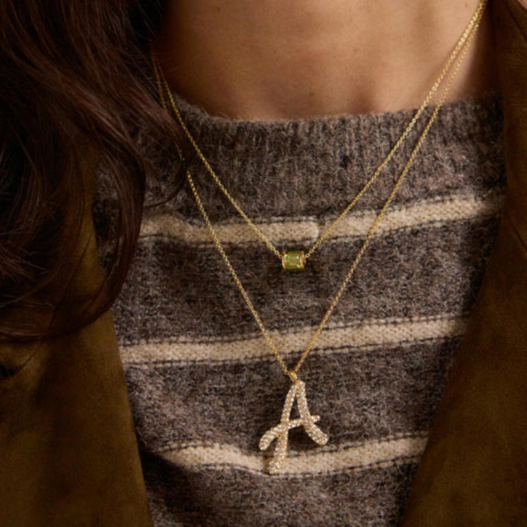 BaubleBar has a beautiful $48 gold initial pendant necklace on sale for ...