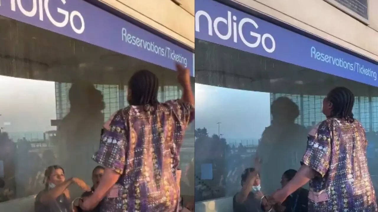 IndiGo cancellations: Foreigner loses cool, climbs atop counter at ...