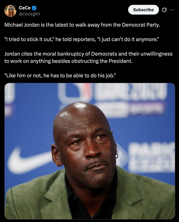 Did Michael Jordan say he's leaving the Democratic Party? Here's the truth