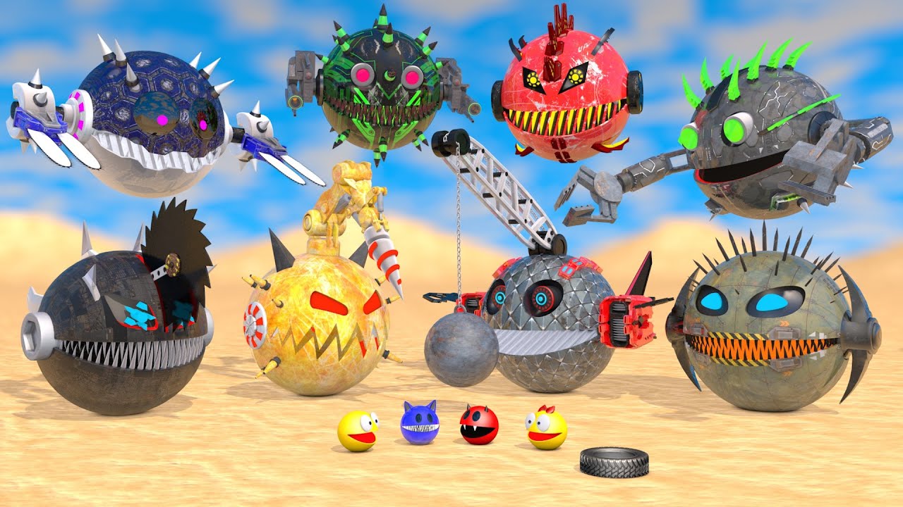 Pacman & super robots vs giant monster Pacman army