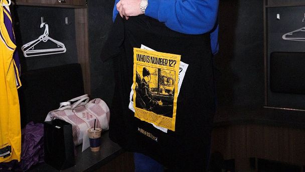 Jake LaRavia shows off shirt featuring Anthony Edwards' 'Who is No. 12 ...