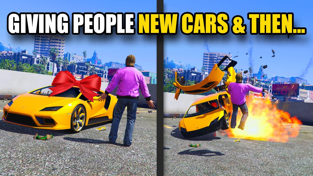 Giving people new cars then destroying them! | GTA 5 thug life #392