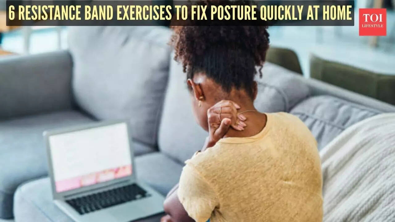 6 resistance band exercises to fix posture quickly at home