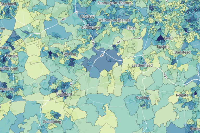 The Surrey areas with the most crimes according to government data