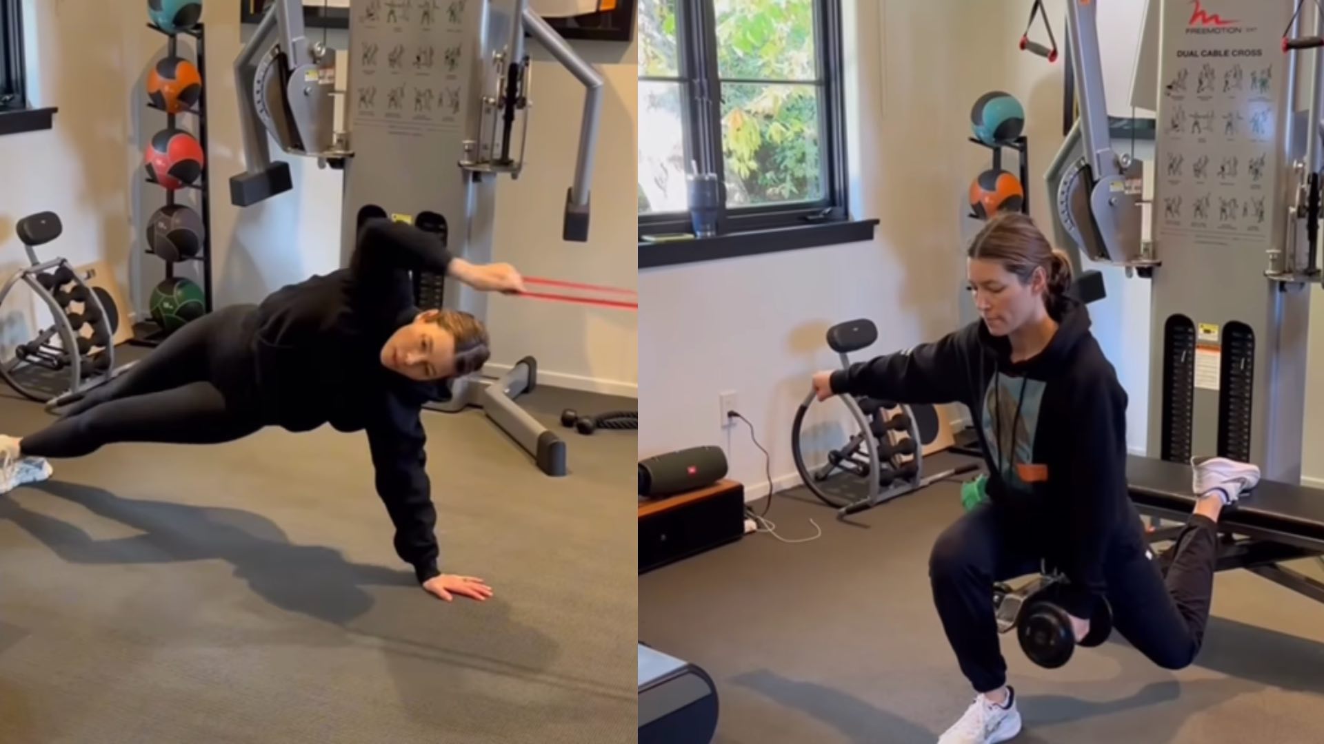 Jessica Biel shows off her arm and back workout