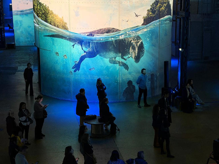 Les T-Rex et vélociraptors de l’Atelier des lumières permettent de se ...