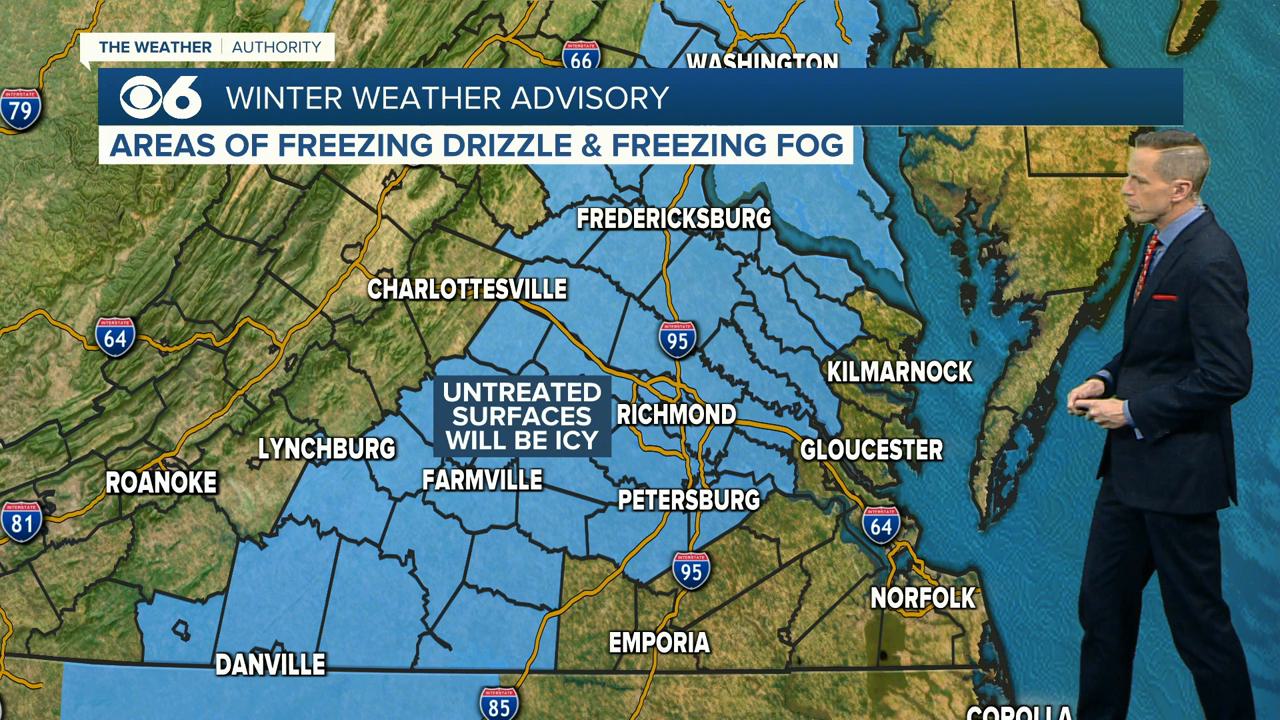 Winter weather advisory early this morning for freezing drizzle