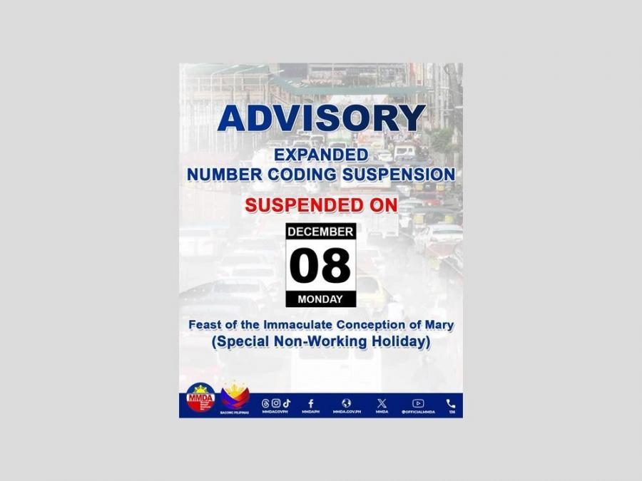 Number coding suspended on Dec. 8
