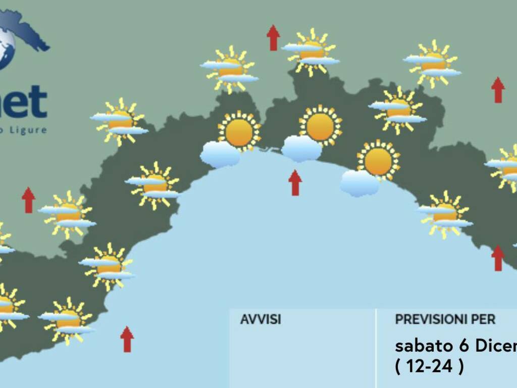 Meteo Liguria, weekend senza pioggia e con cieli sereni o velati