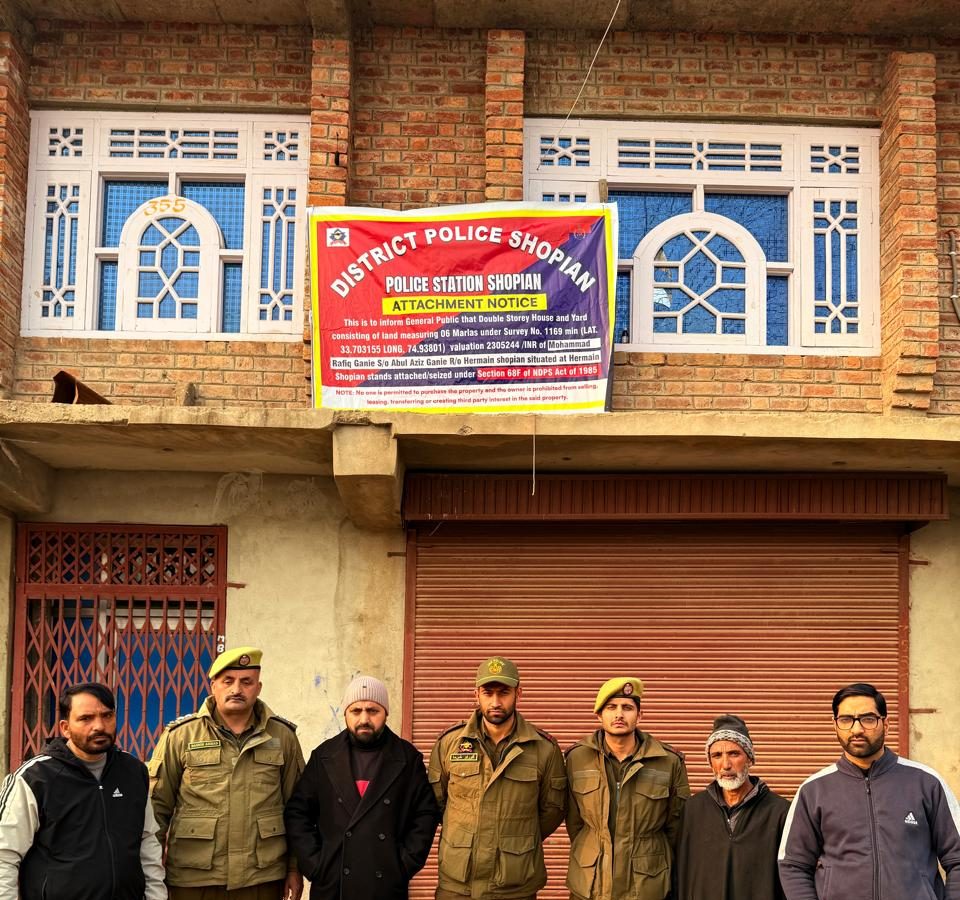 Property acquired through proceeds of drug trade attached in Shopian ...