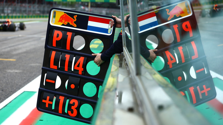 Why F1 teams still use old-school pit boards, and what they actually show
