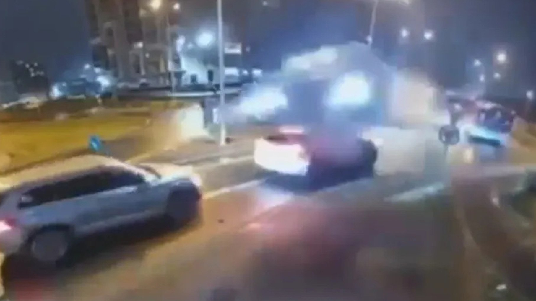 Flying car? Driver launches over Romanian roundabout