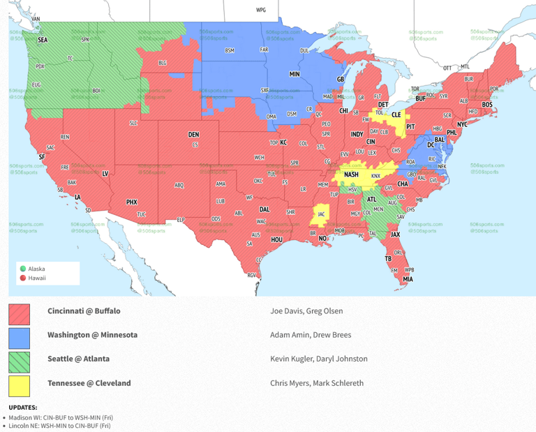 Seahawks vs. Falcons NFL TV Week 14 coverage map and FOX commentators