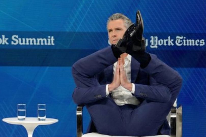 Gavin Newsom's 3-word clap back at Republicans mocking his sitting stance