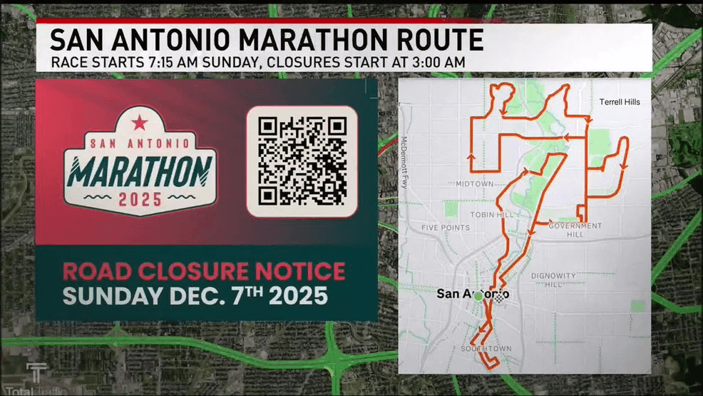 Major road closures expected Sunday as San Antonio Marathon debuts downtown