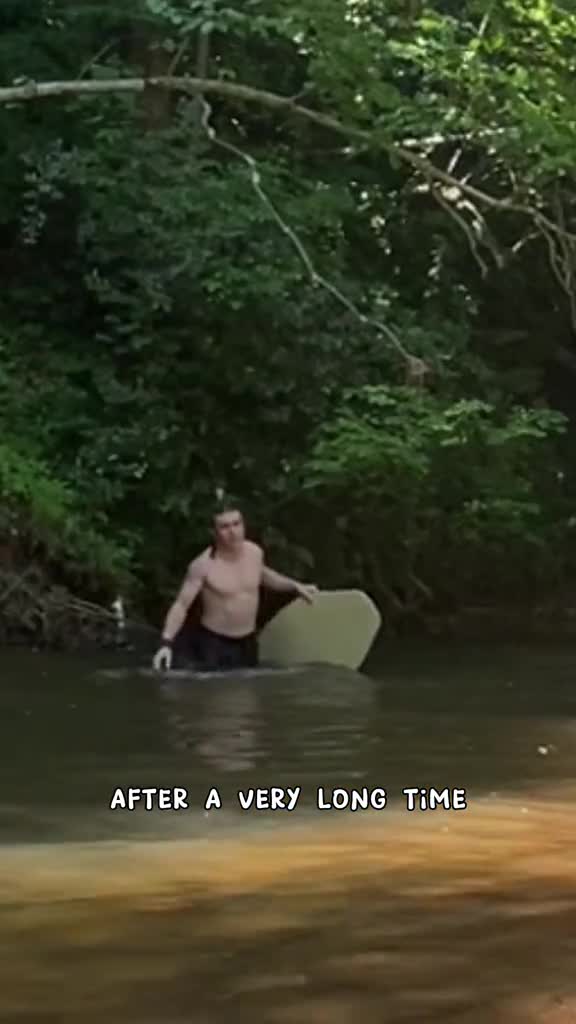 I tried to skimboard across a river without touching the water