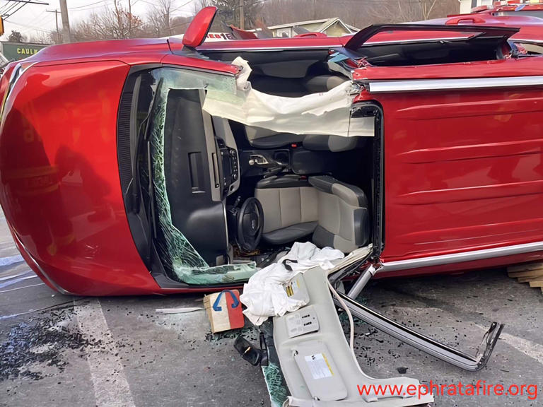Roof cut off car to rescue driver after crash in Ephrata