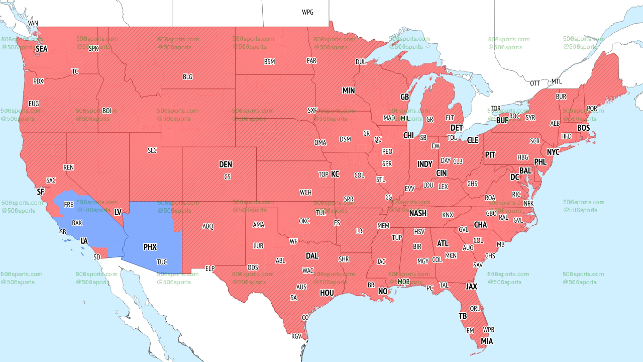 TV broadcast map for Bears vs. Packers in Week 14
