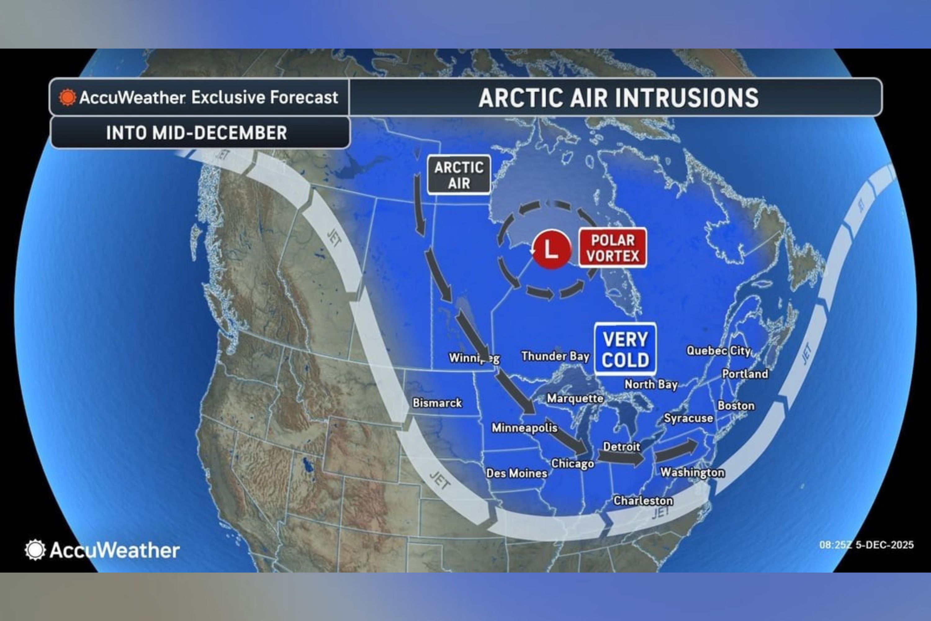 Polar vortex map shows states to be hit by triple cold surge