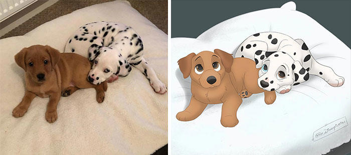 People send pics of their pets to this artist and she Disneyfies them ...