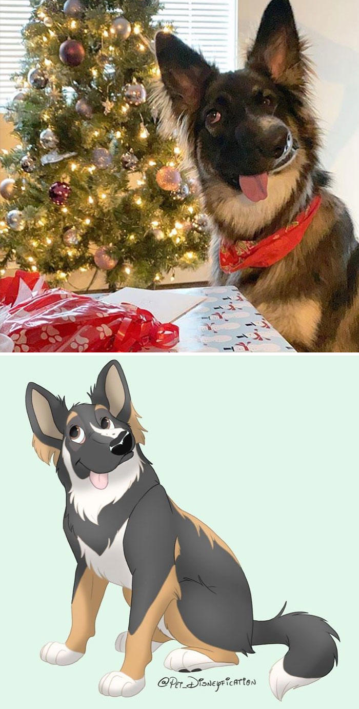 People send pics of their pets to this artist and she Disneyfies them ...