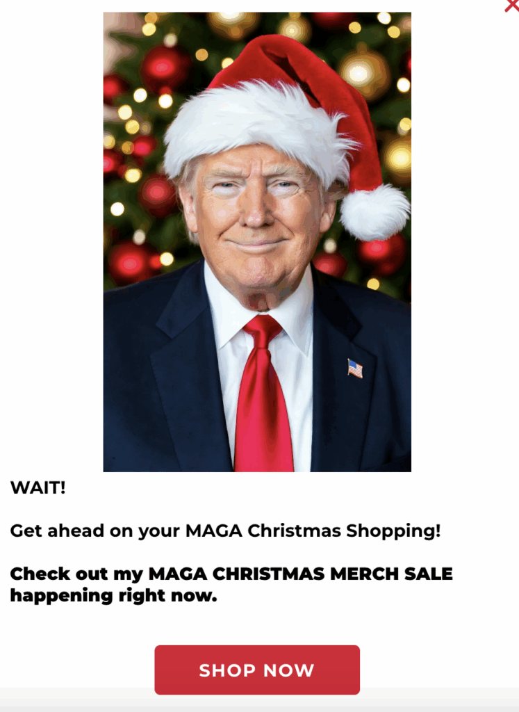 Trump uses new sales tactic to sell his MAGA Christmas merch