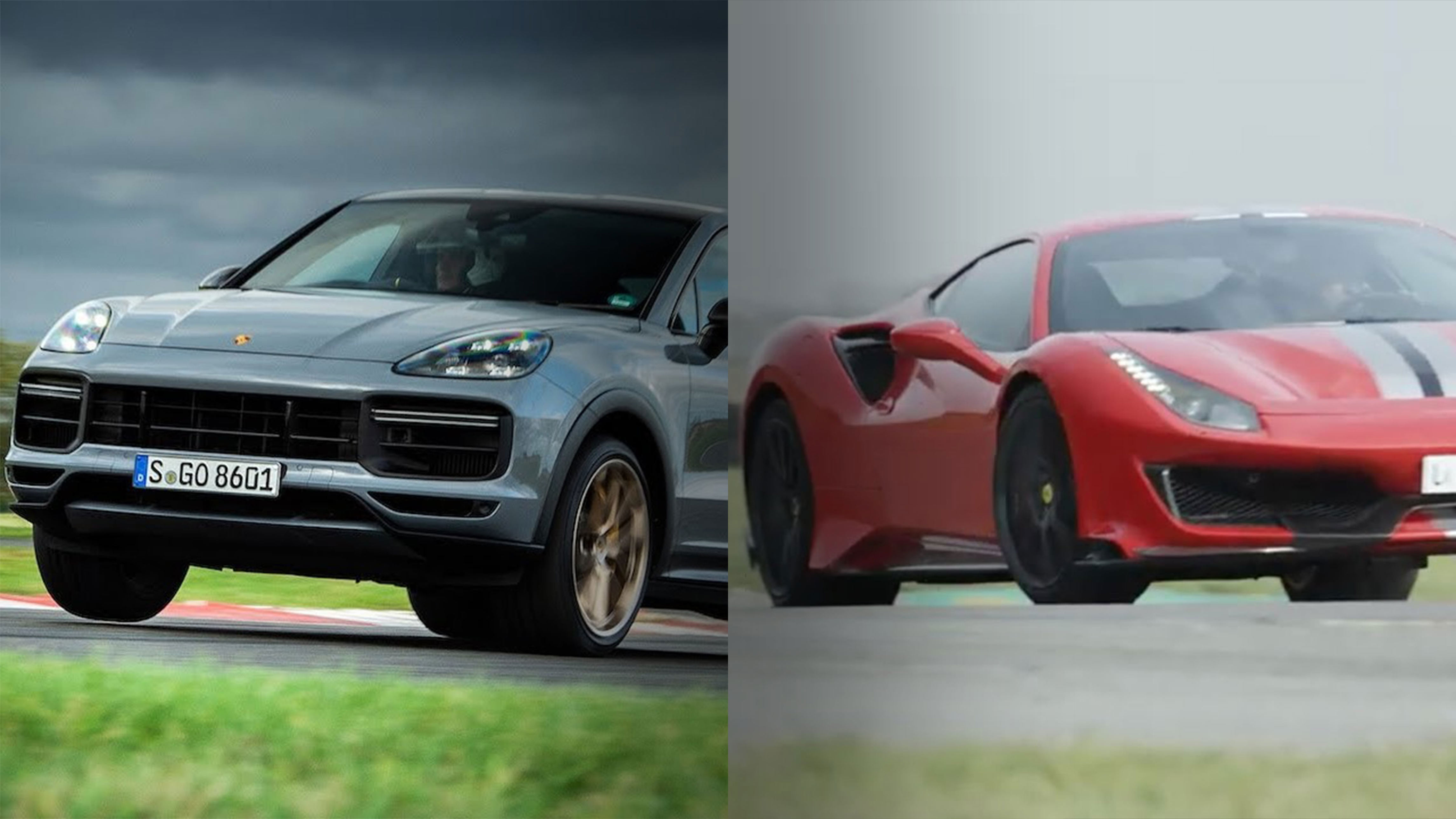 Porsche Cayenne Turbo GT contra Ferrari 488 Pista