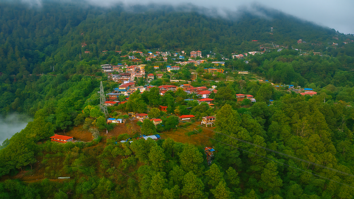 Rustgevende natuur boven de bergen van Oaxaca
