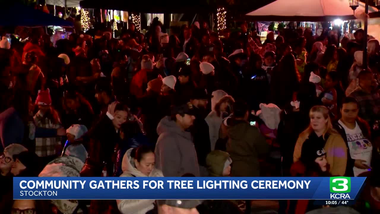 Stockton community finds unity, hope at annual Christmas tree lighting
