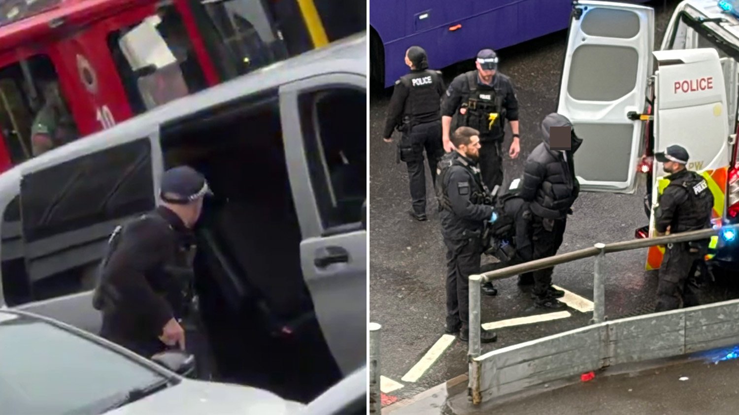 Armed police search cars at Heathrow