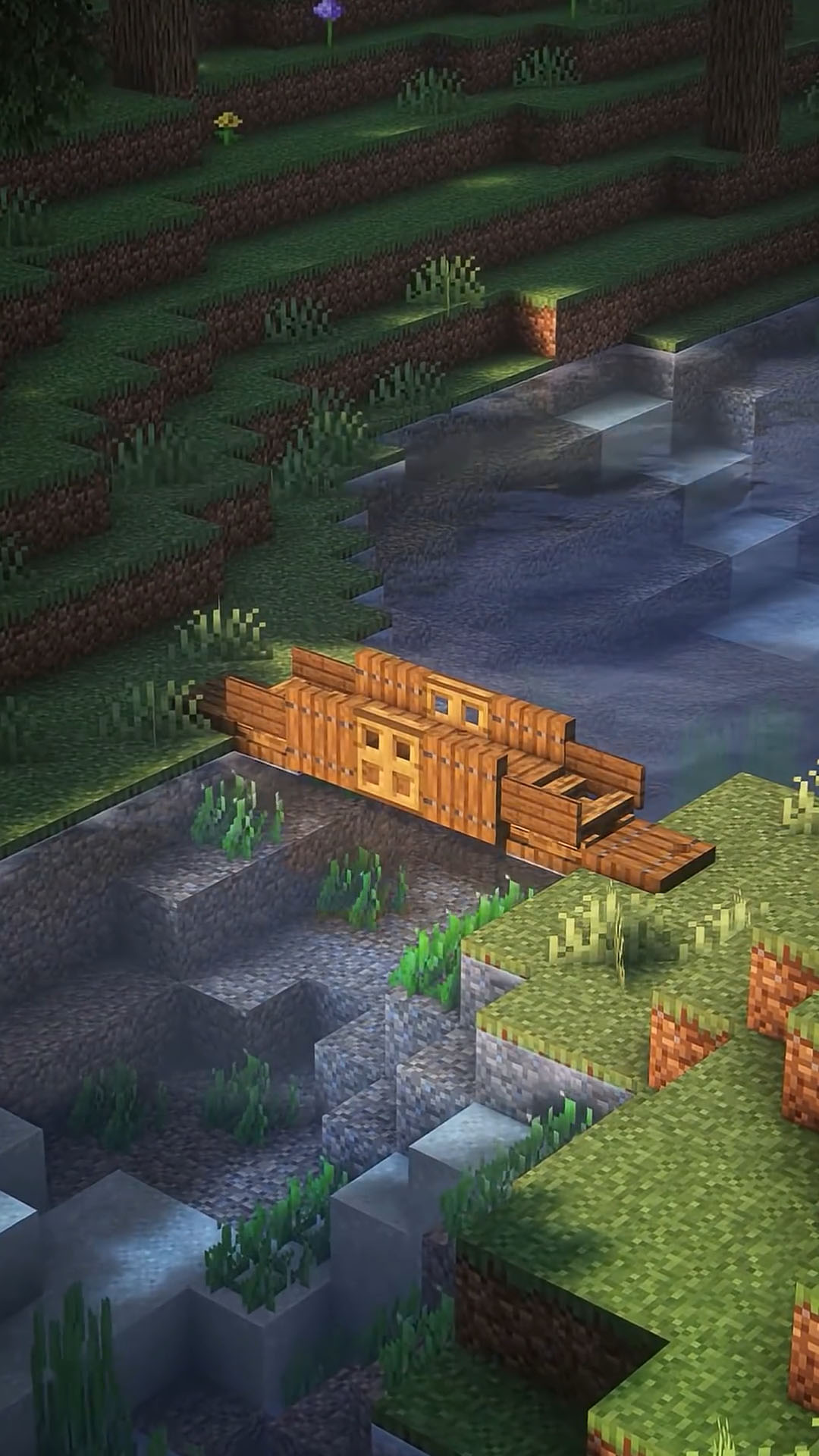 How to build a simple wooden bridge in Minecraft