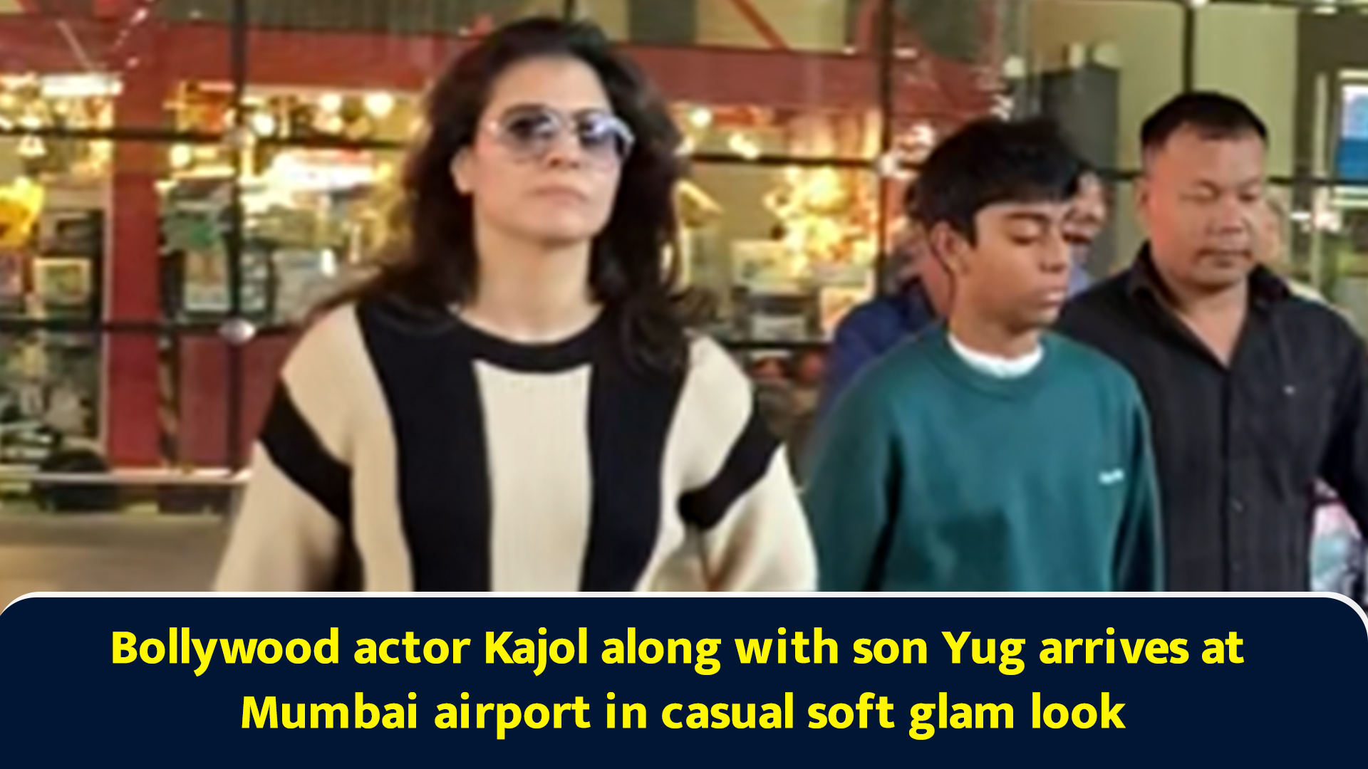 Bollywood actor Kajol along with son Yug arrives at Mumbai airport in ...