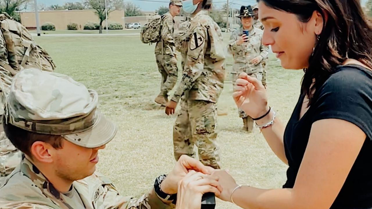 Soldier surprises girlfriend with proposal after deployment | Happily ...