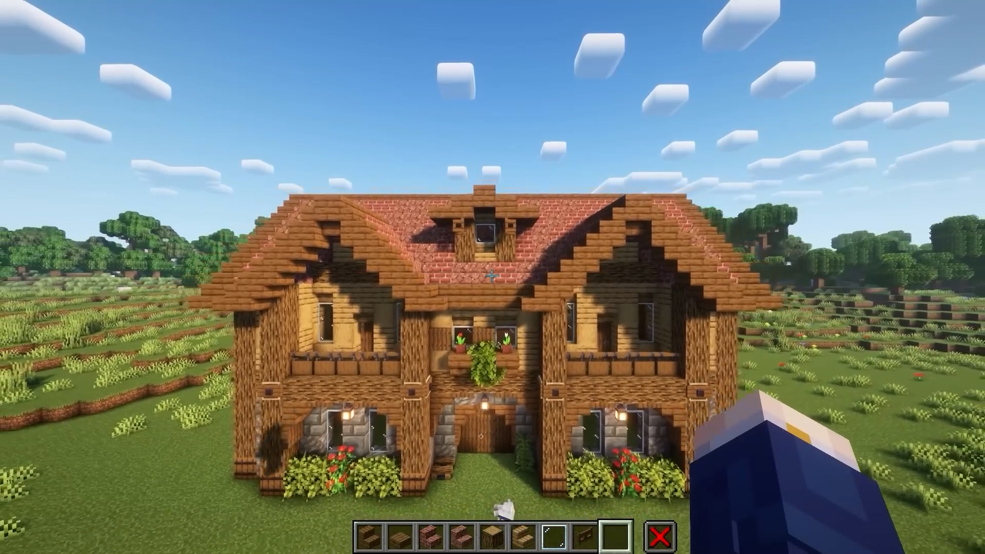 Minecraft large wooden mansion – survival base tutorial