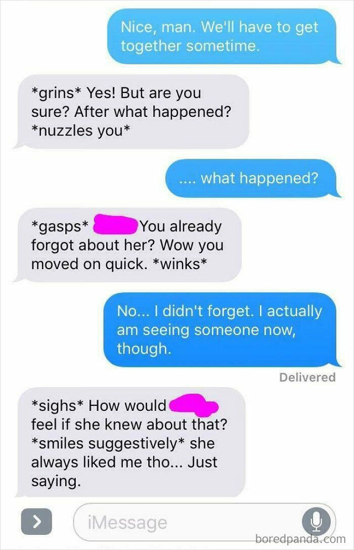 People on this group are sharing screenshots of really cringy texts ...