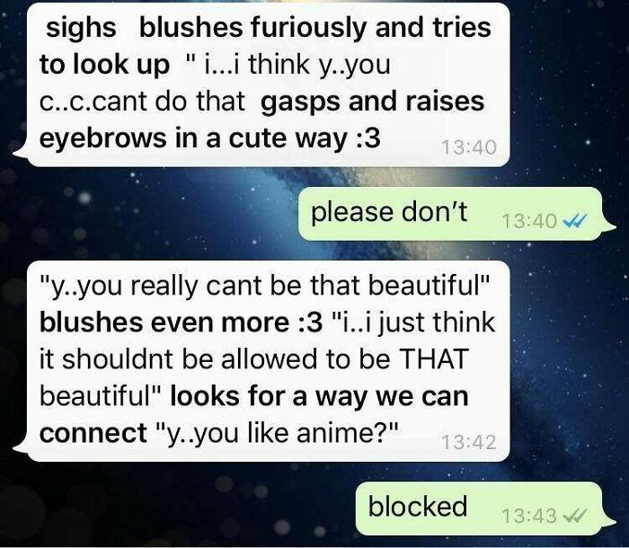 People on this group are sharing screenshots of really cringy texts ...